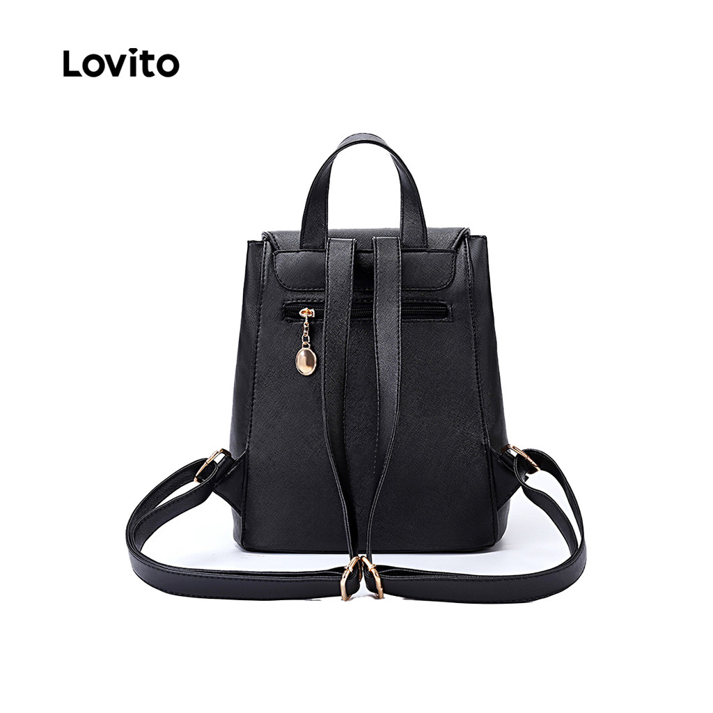 (Trendy) Lovito Women Casual Plain Elegant Design Drawstring Backpack ...