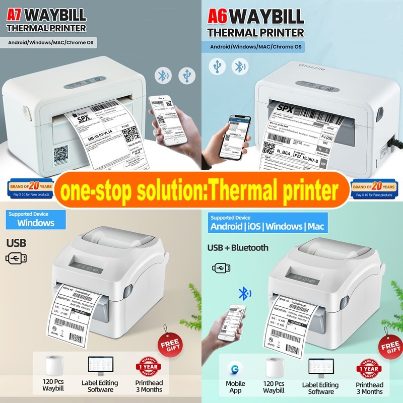 A6 A7 Thermal Printer Waybill Barcode Shipping USB Bluetooth Android ...