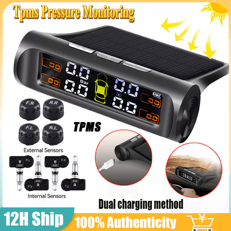 TPMS Tire Pressure Monitoring System Solar Car Pressure Alarm System ...
