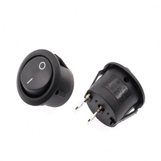 20mm Diameter Round Rocker Switches Black Mini Round 2 Pin ON-OFF ...