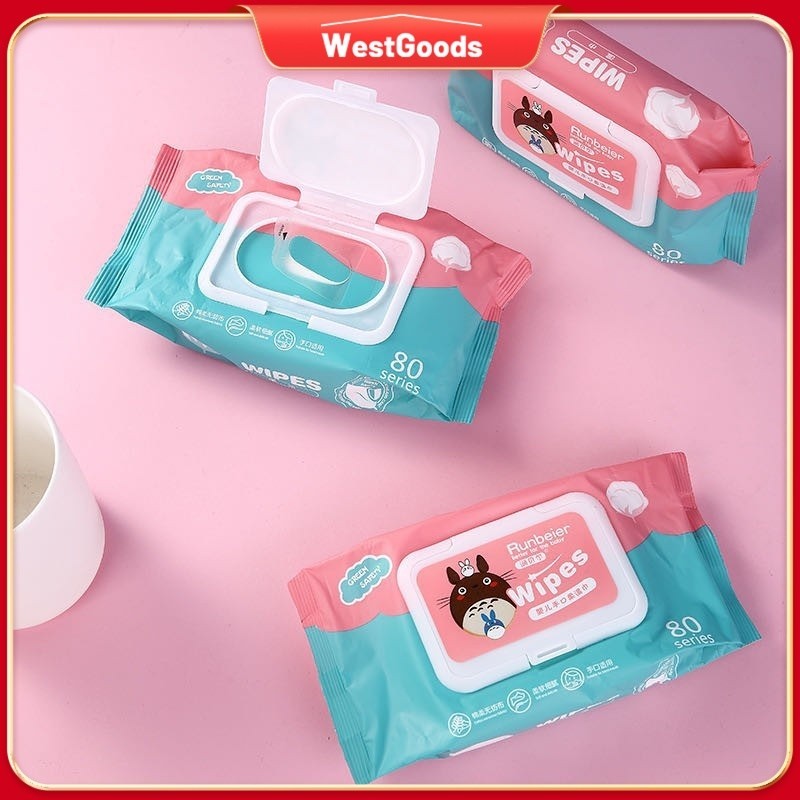 WG 80pcs Baby Wipes Wet Tissue Non-Alcohol Paraben-Free Fragrance-Free ...