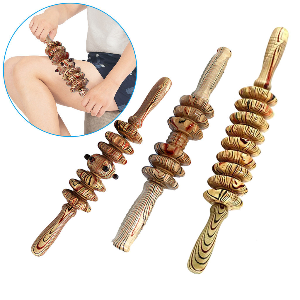 1 Pcs Wood Therapy Roller Massage Tool Handheld Cellulite Trigger Point ...