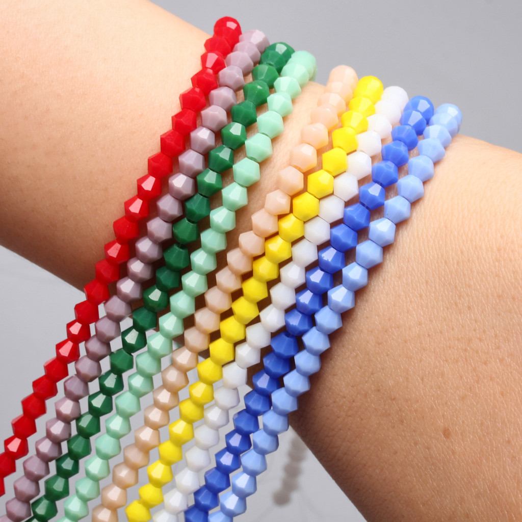 240-270Pcs Diamond Solid Color 3 Strings Pointed Beads Fashion 4mm ...