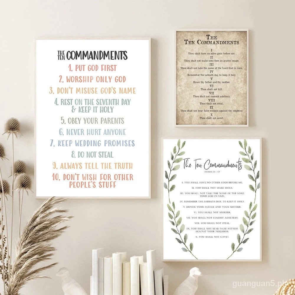 Ten 10 Commandments Prints Kids Sunday School Bible Posters Catholic ...