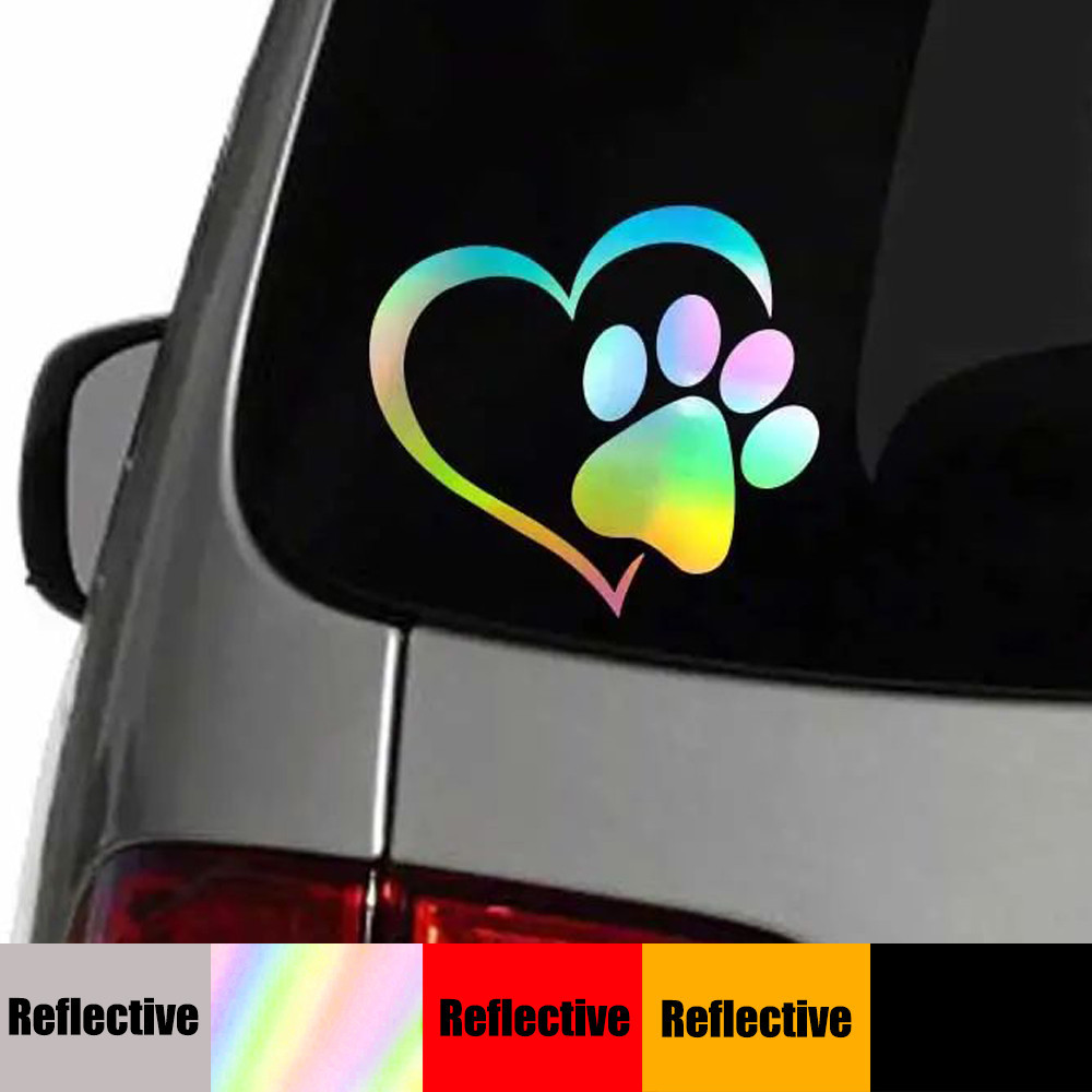Cartoon Unique Simple Stickers Puppy Footprint Decals Reflective ...