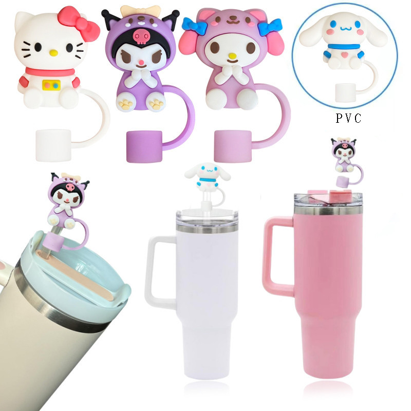 Cute Anime Kuromi Straw Topper, Kitty Straw Cover Cap Spill Stopper ...