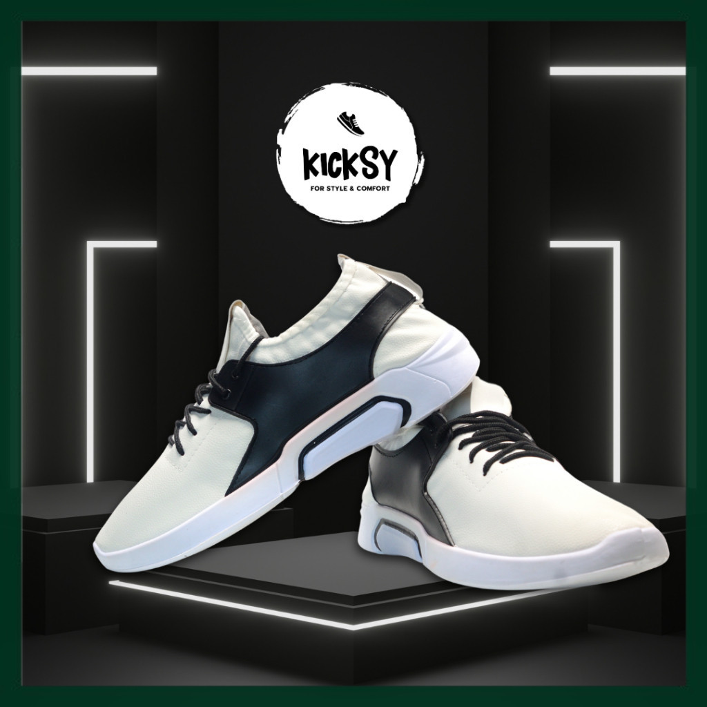 Kicksy VersaVibe Comfort Men Fashion Sneakers: Black White Mens ...