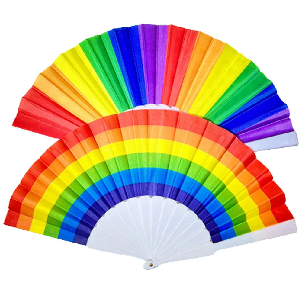 Wave Hand Fan Lgbt Rainbow Folding Fans for Festivals Events Portable ...