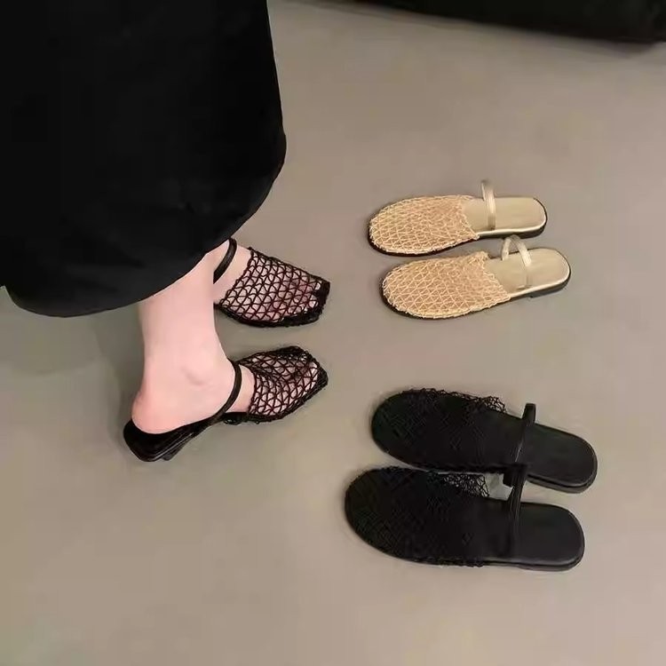 Women's Mesh Flat Sandals Round Head RubberPUSandals | Shopee Philippines