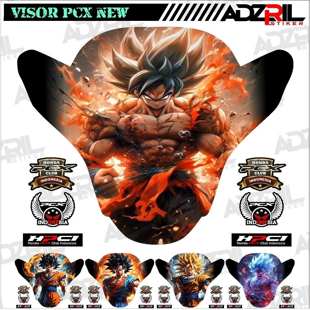 Winshield HONDA PCX 160 visor Sticker NEW DRAGON BALL GOKU keren (038 ...