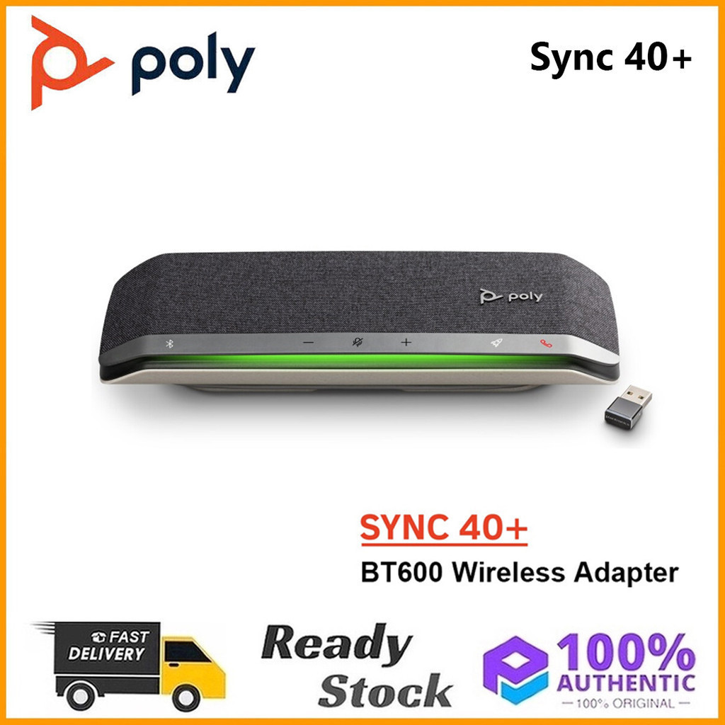 Poly Sync 40+ Smart Conference Speakerphone with BT600 Wireless Adapter ...