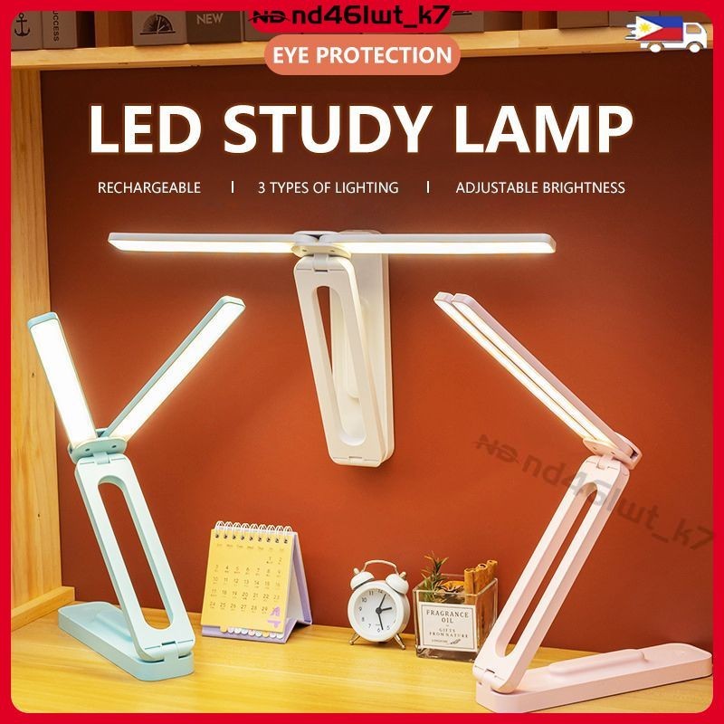 Double Head Led Light USB Rechargeable Study Lamp Shade Portable Laptop ...