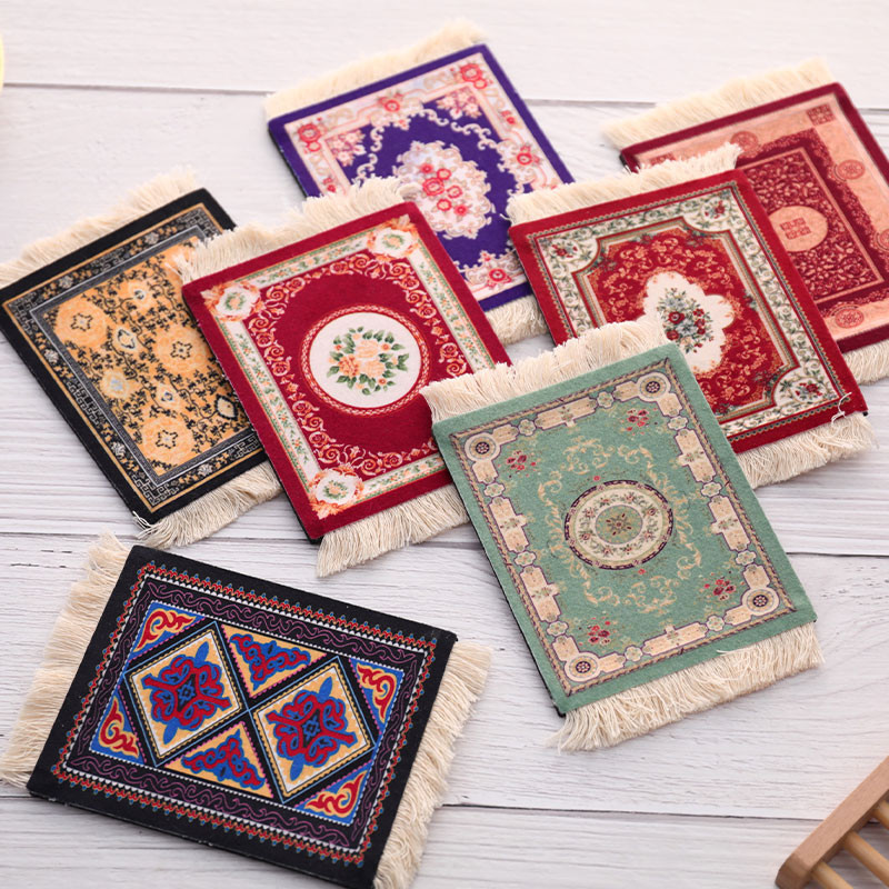 Persian Mini Woven Rug Mat Mousepad Retro Style Carpet Pattern Cup ...