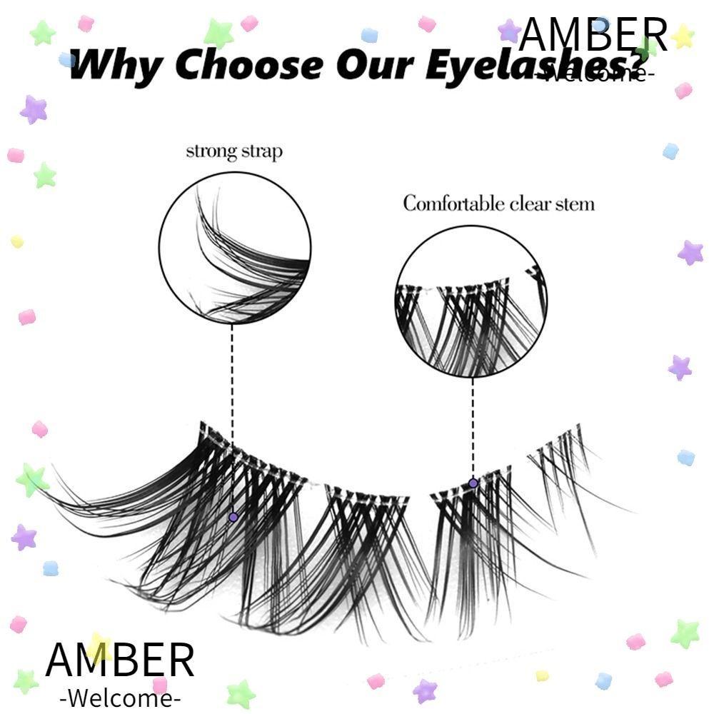 AMBER Eye Lashes, Cross Cluster Fairy Band Lash Extension, Natural Look Big Eye Faux Mink Lashes ...