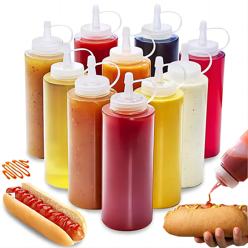 Multi-size Condiment Squeeze Bottles with Lid / Sauces Olive Oil ...