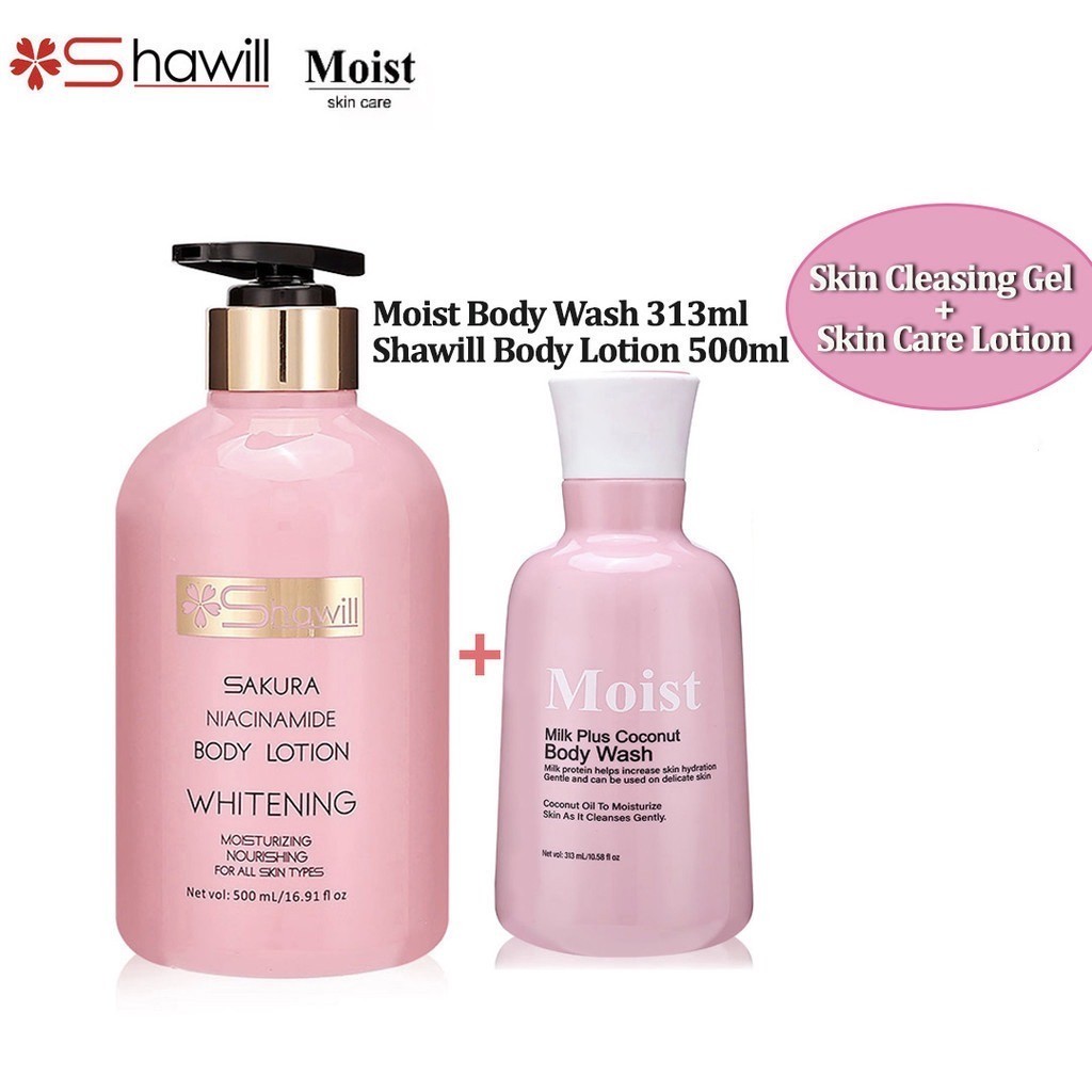 Shawill 500ml Sakura Niacinamide Body Lotion Moist Skin Care Shower Gel Body Wash 313ml Bundle ...