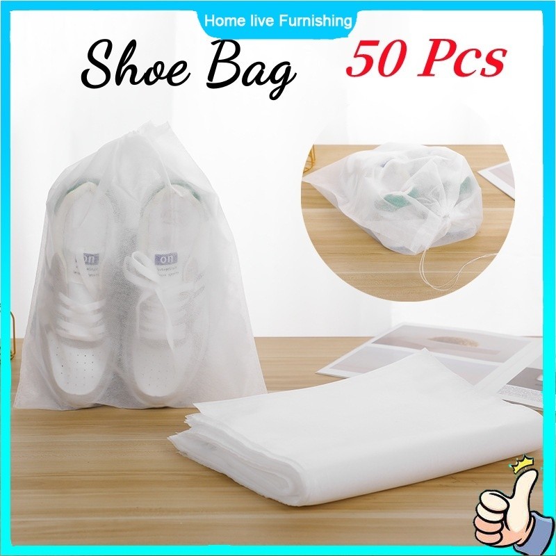 50Pcs/Set Shoe Bag with Drawcord Shoe Dust Covers Non-woven Shoe ...
