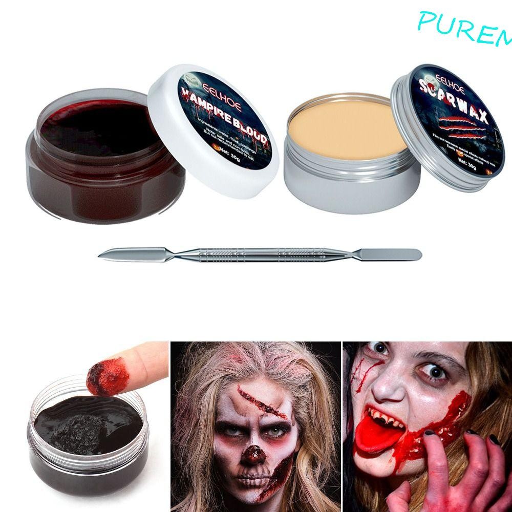 PUREM Halloween Makeup Kit, Cosmetic Makeup Wax Skin Wax Fake Blood Set ...