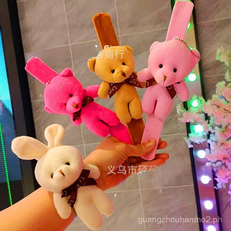 Fluffy Cute Rabbit Slap Bracelet Cartoon Doll Bear Pendant Bunny Slap ...