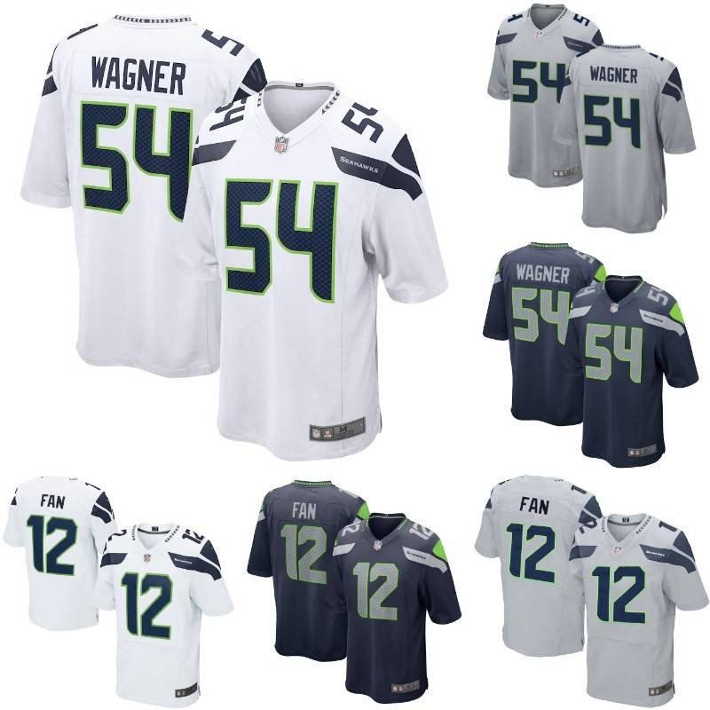 NEW Seattle Seahawks Football Jersey No.54 Wagner No.12 Fan Tshirt ...