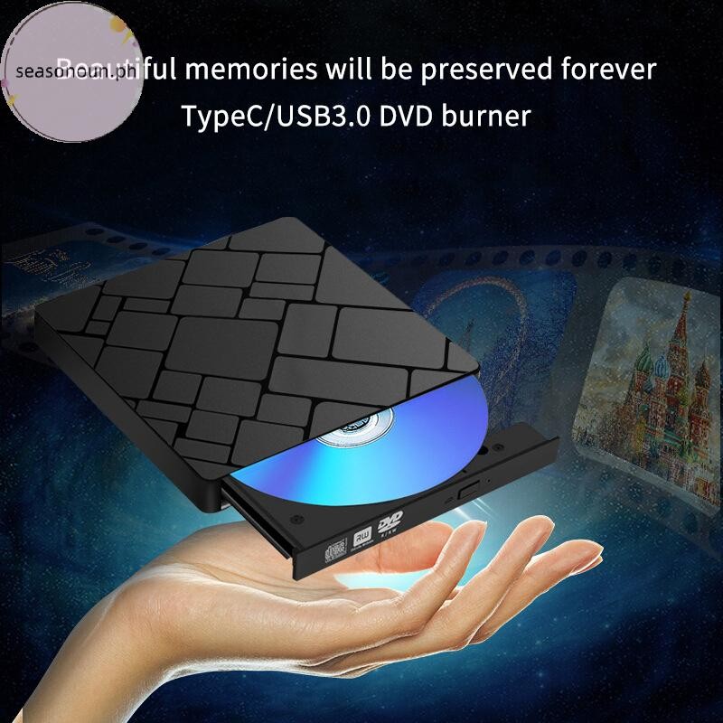 seasonoun TypeC+USB 3.0 External Blu-ray Drive CD24X High-speed Drive ...