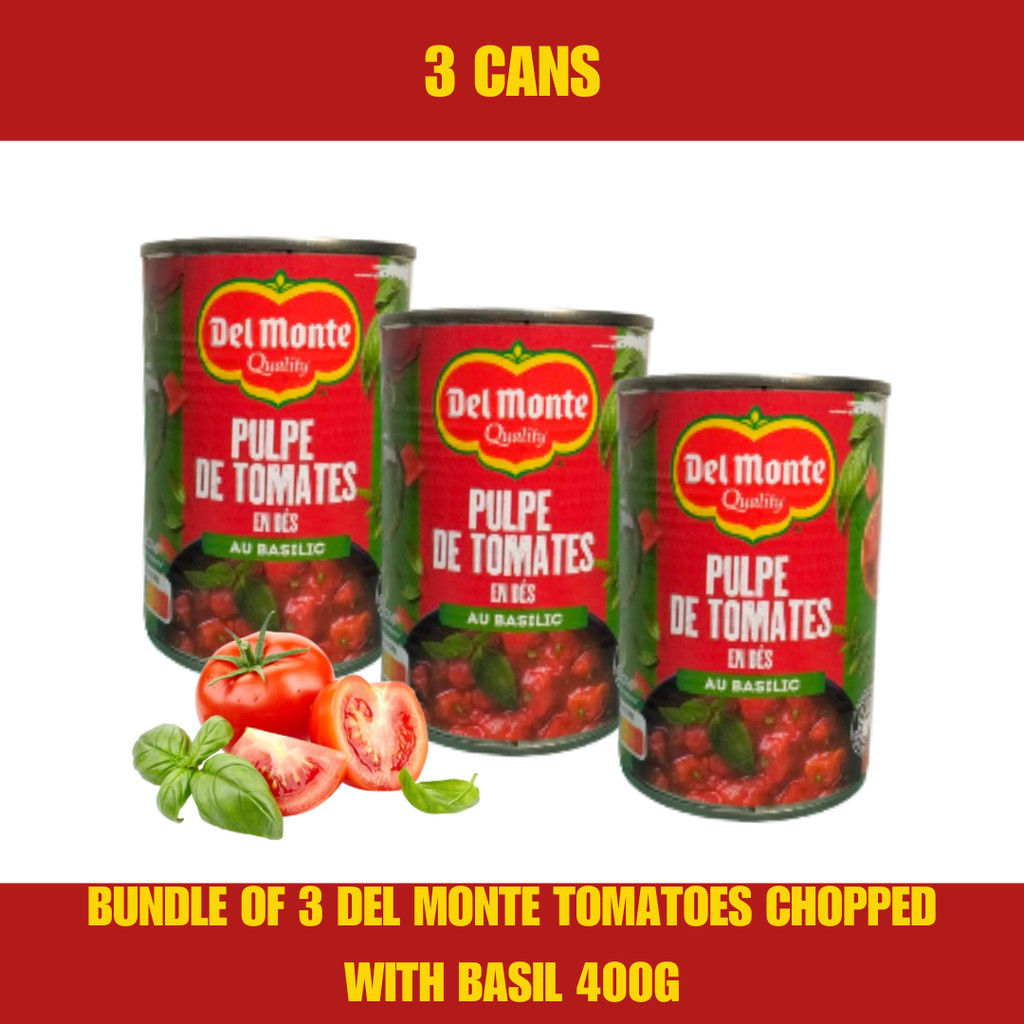 Del Monte Tomatoes chopped with Basil in CAN 400g Best Before 30/Sep ...