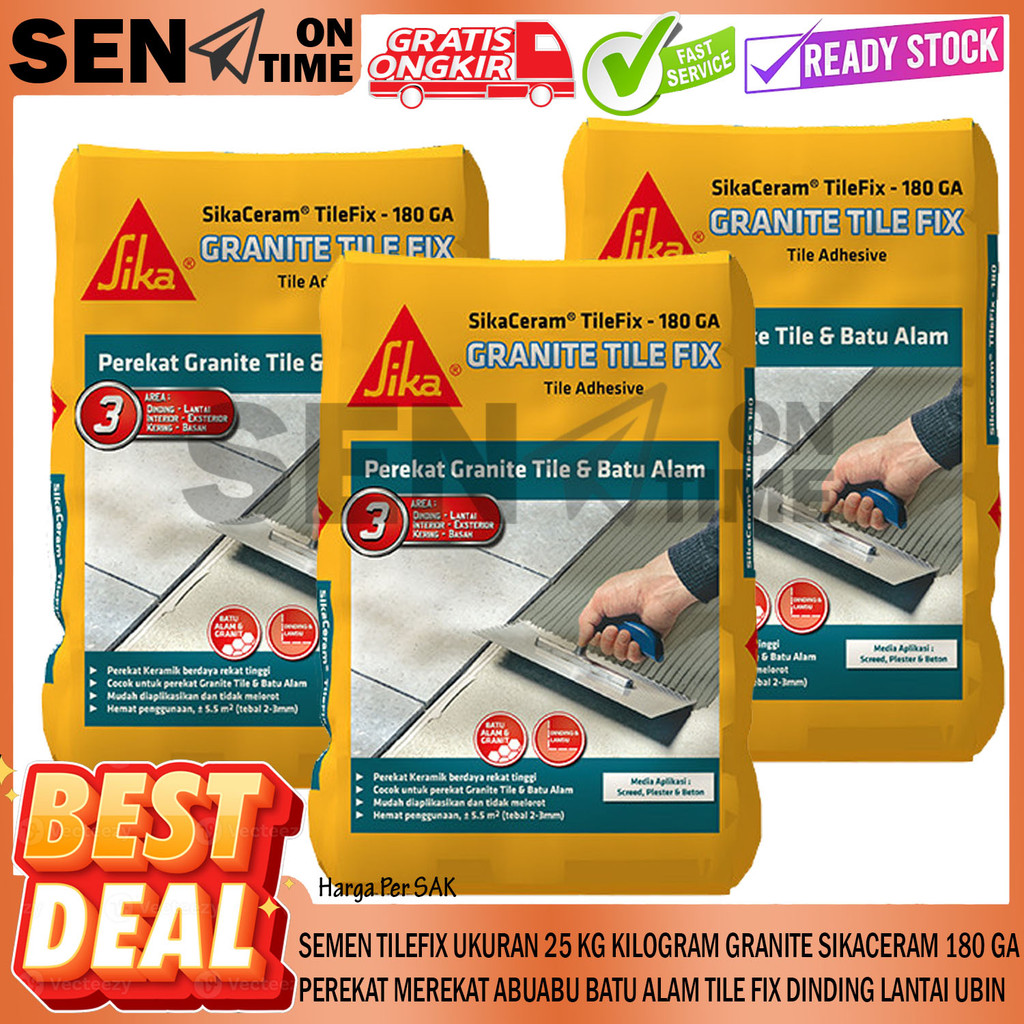 Sikaceram 180 Ga Size 25kg Kilogram Adhesive Sack Tilefix Sika Floor ...