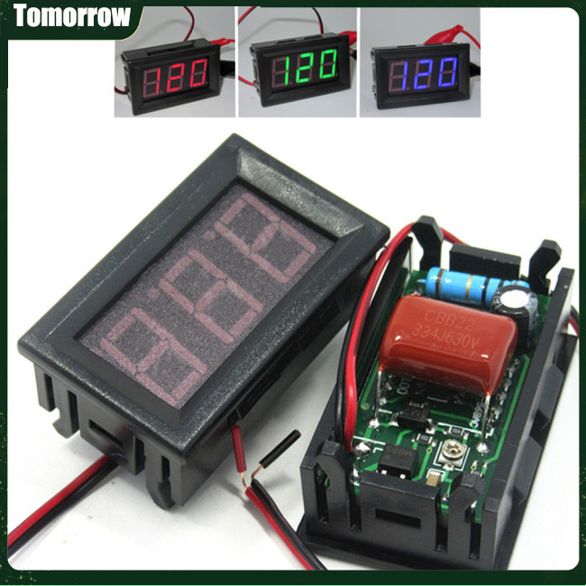 TOG AC 220V 2-wire Voltage Meter Head LED Digital Voltmeter with ...
