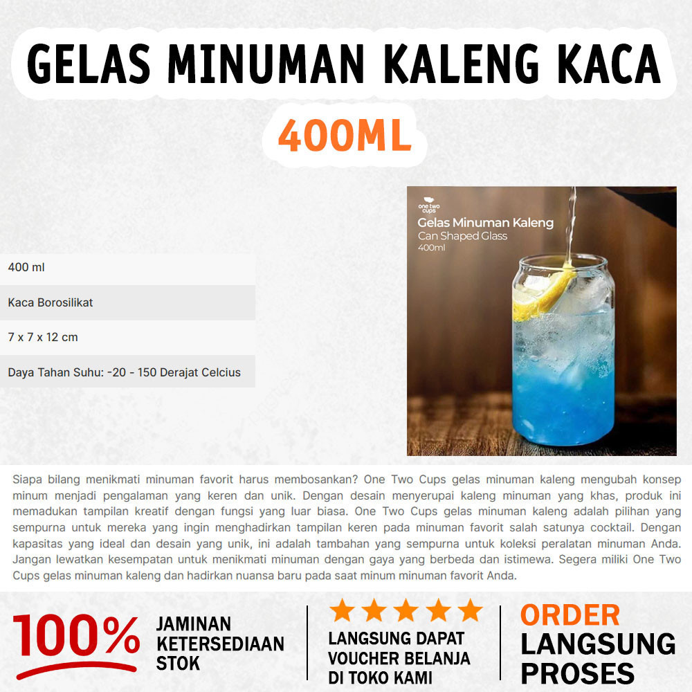 400ml Borosilicate Glass Can Shape Drink Glass | [Brand: One Two Cups] | Shopee Philippines