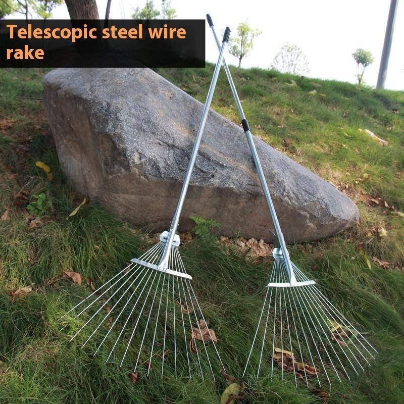 Adjustable Garden Leaf Rake Stainless Steel Telescopic Hoeing Tool ...