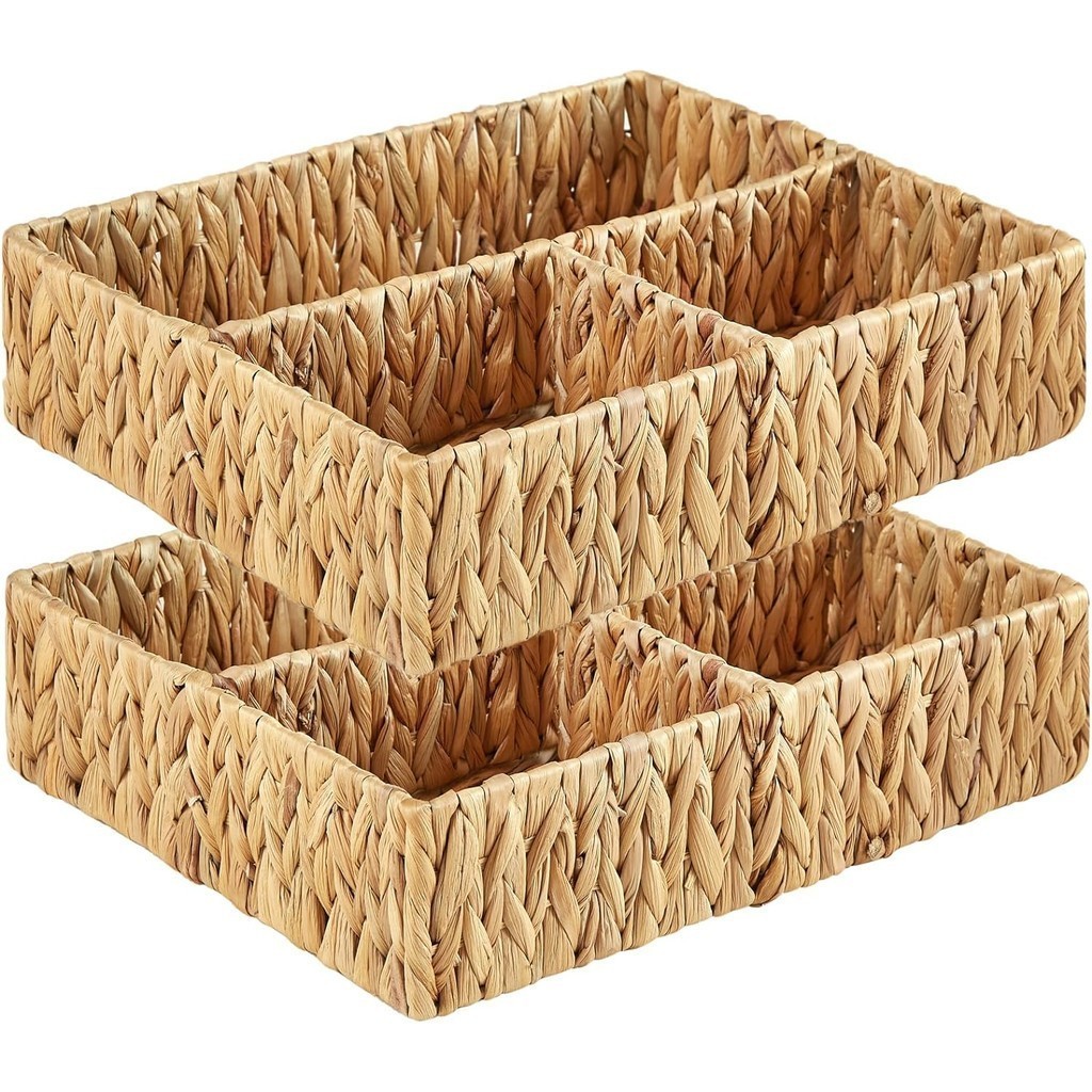 3 Divided Wicker Basket / Multi-Purpose 3 Compartment Woven Water ...