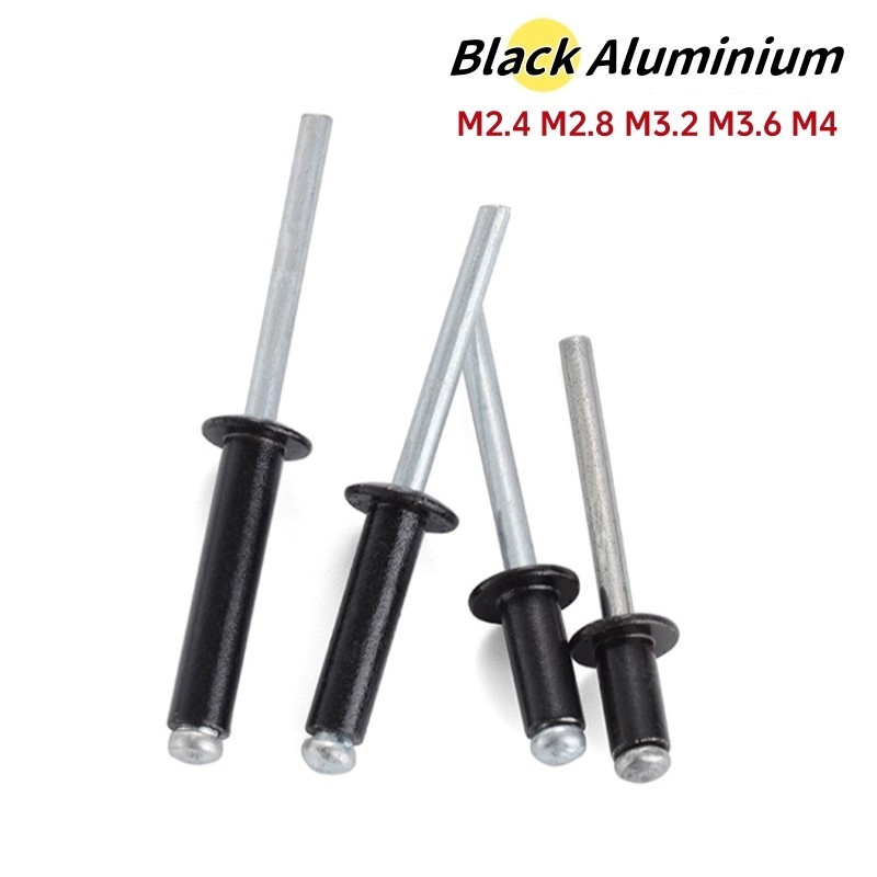 M2.4 M2.8 M3.2 M3.6 M4 Black Aluminium Blind Pop Rivets Mushroom Head ...