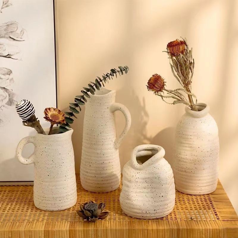 Modern White Ceramic Vases, Rustic Farmhouse Flower Vases, Living Room ...