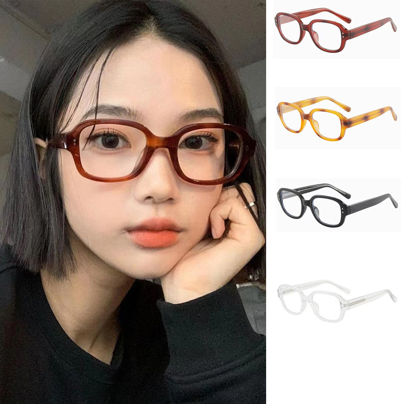 Retro Oval Big Frame Glasses Women's Anti Blue Light Glasses Fashion ...