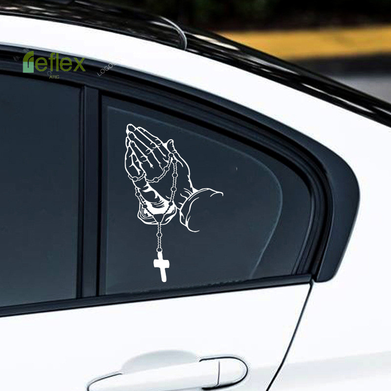 Reflex Arc Car Praying Hands With Rosary Sticker Decals Religious ...
