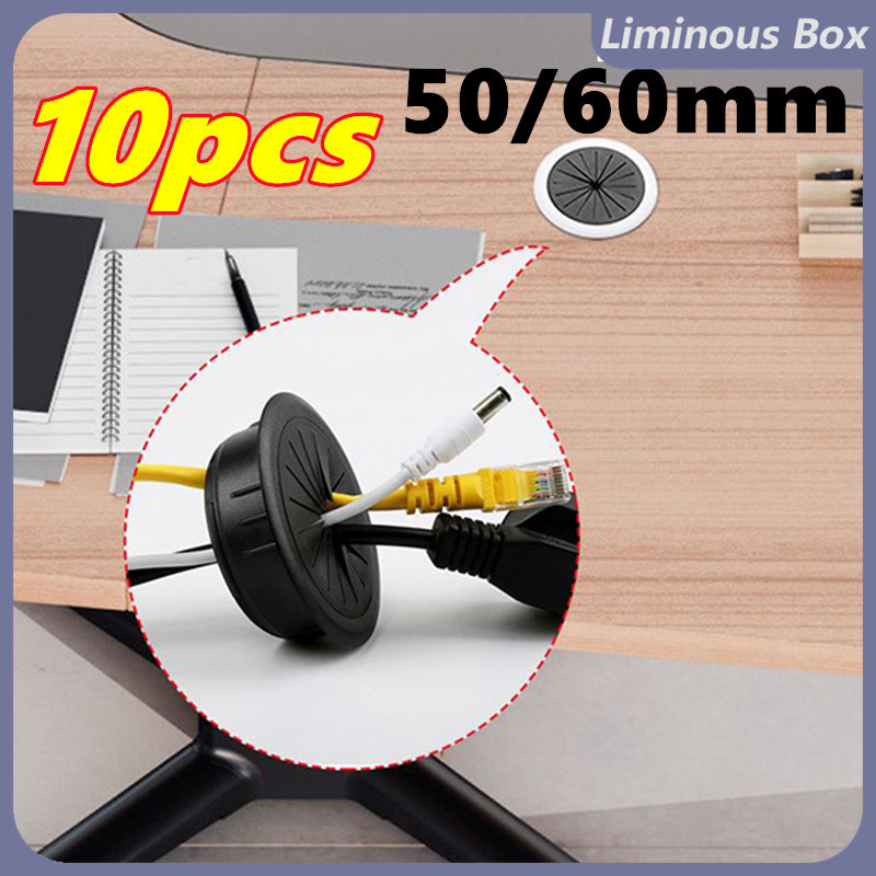 10pcs 50/60mm Office Desk Cable Wire Hole Cover Desktop Wire Outlet ...
