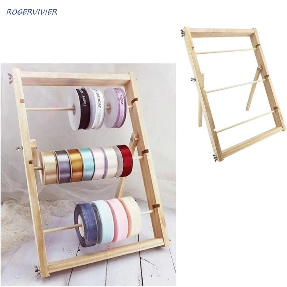 ROGERVIVIER Ribbon Holder, Wooden 1/2/3 Tier Ribbon Storage Organizer ...