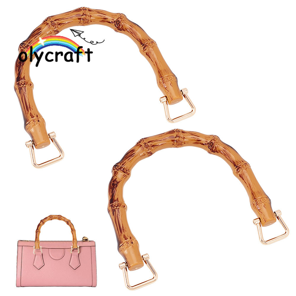 2Set Resin Imitation Bamboo Bag Handles with Zinc Alloy Clasp and Screw ...