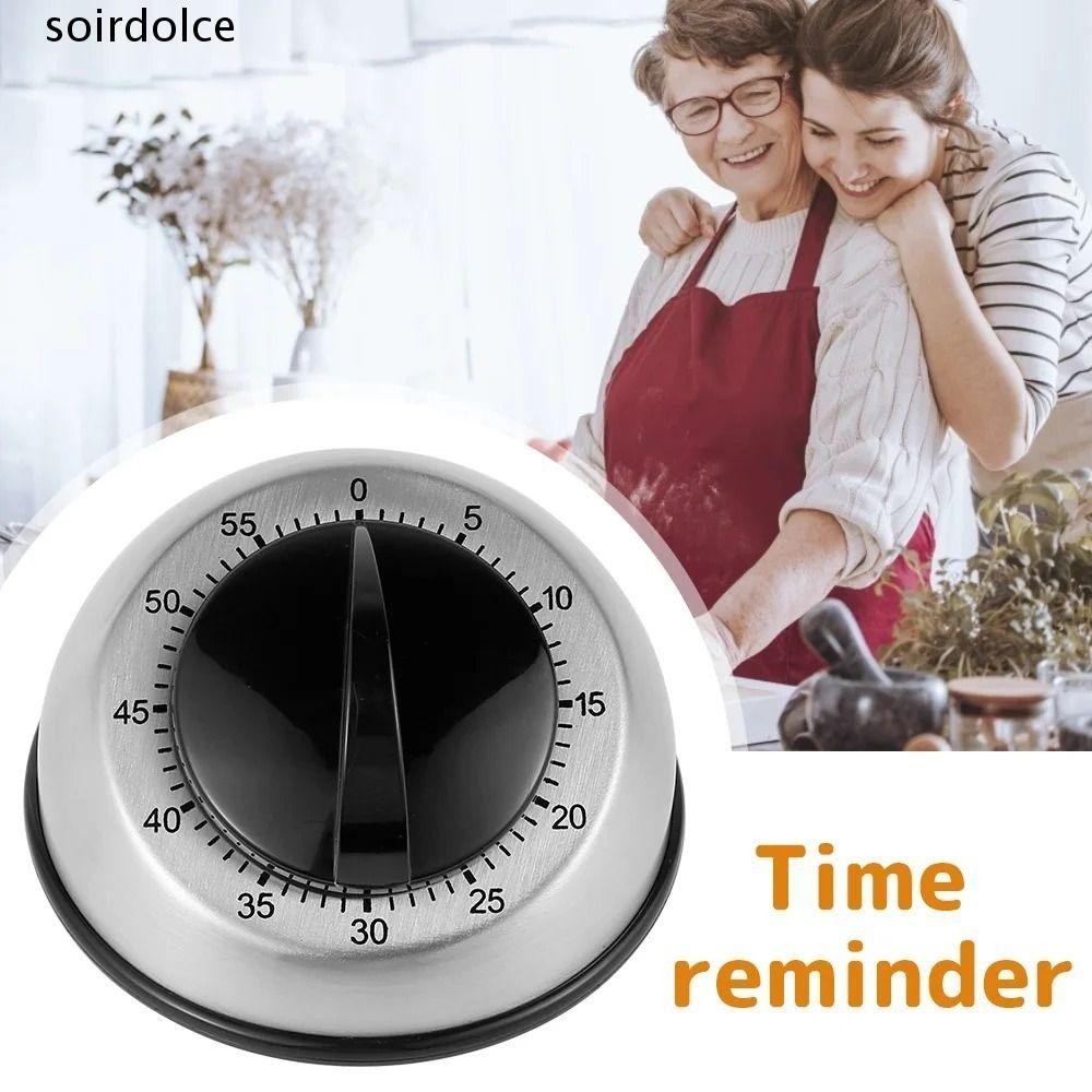 SOIRDOLCE Cooking Baking Timer, Stainless Steel Black Analogue Clock ...