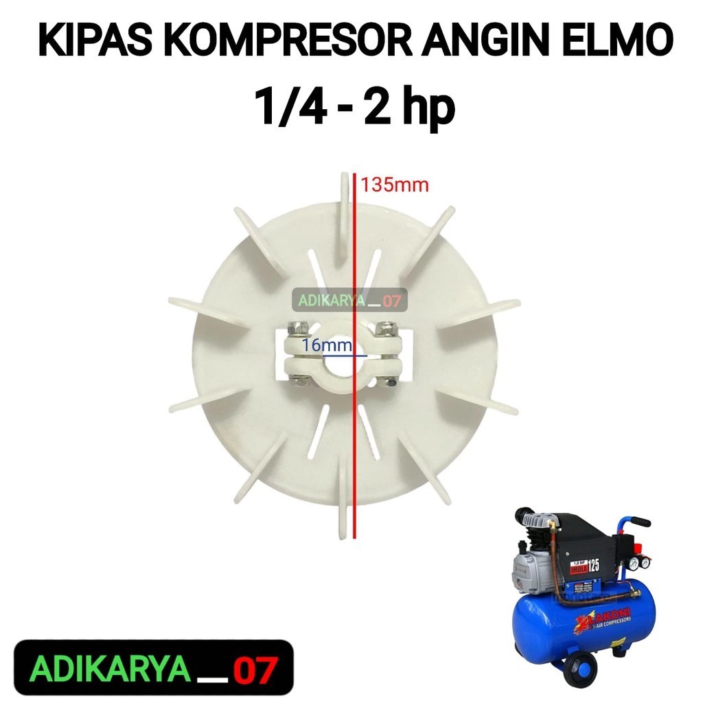 PUTIH Air Compressor Cooling Fan LB 16mm 1/4 - 2hp Hole 16mm Electro ...