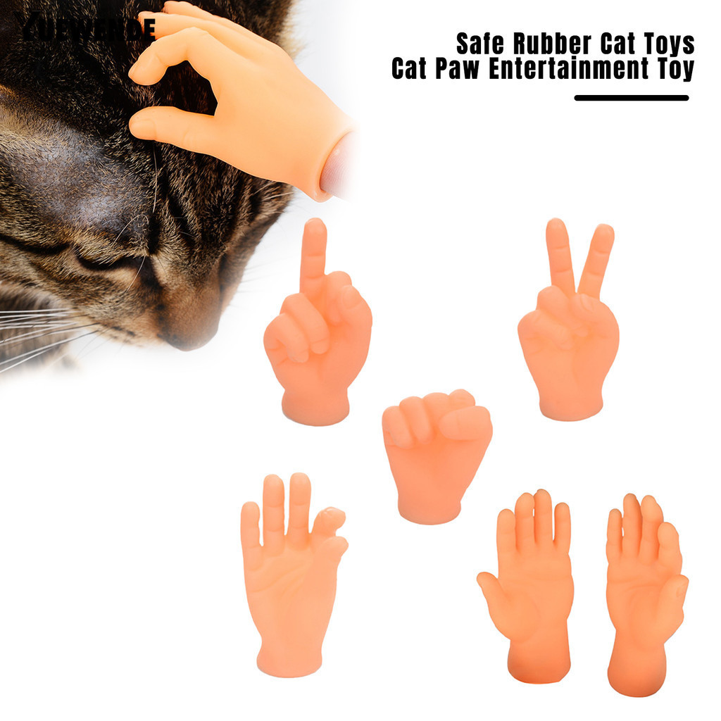 [YUE]30Pcs Cat Toys Mini Finger Hands Interactive Realistic Rubber ...