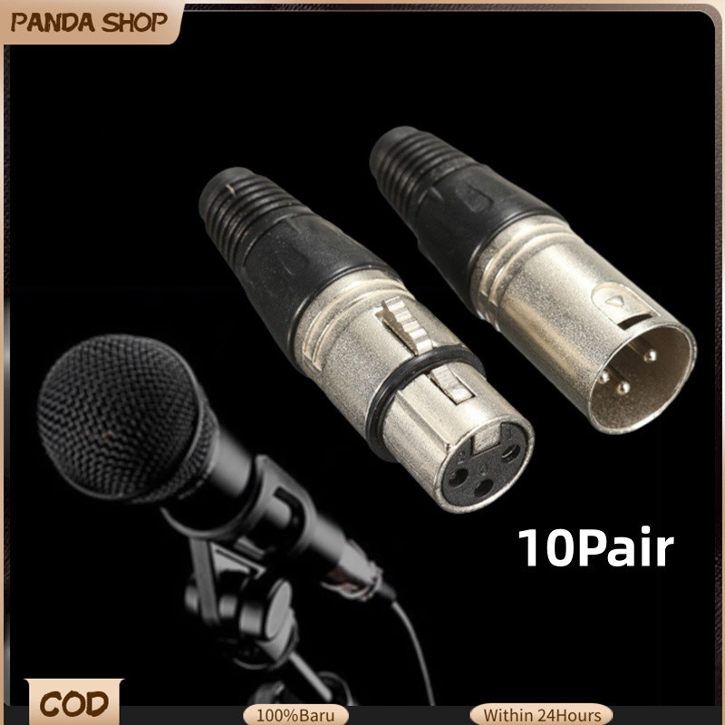 10pair 3 Pin XLR Audio Cable Connector Male To Female Microphone Jack ...
