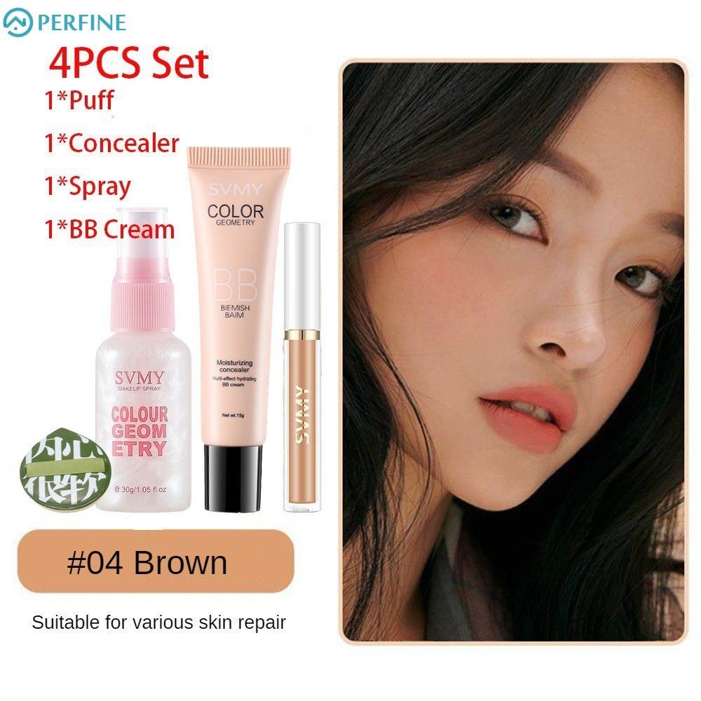 24H Fast】 Svmy 4pcs Set Face Makeup Set Liquid Concealer Setting Spray ...