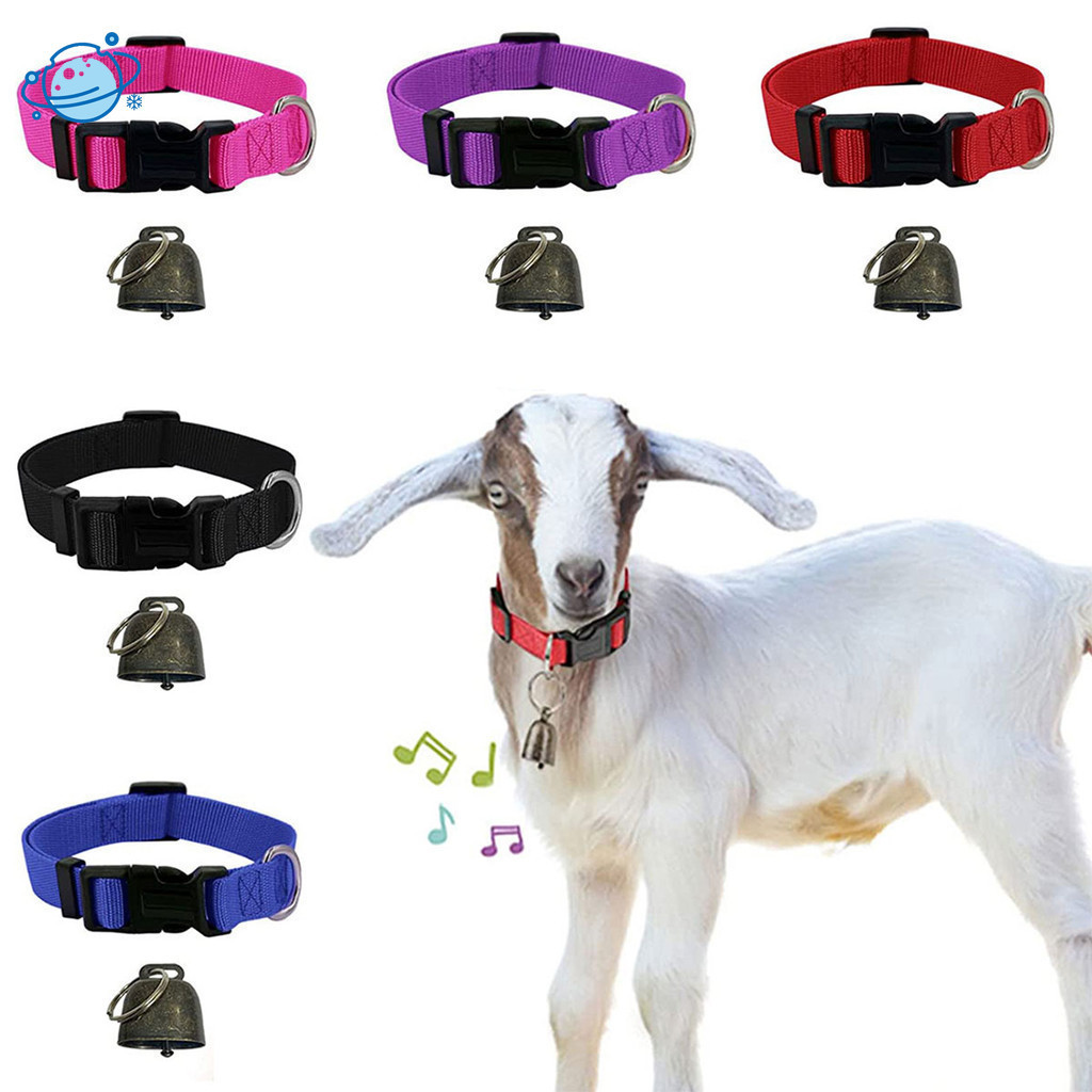 Goat collar with bell, adjustable nylon sheep collar, cow bell for ...
