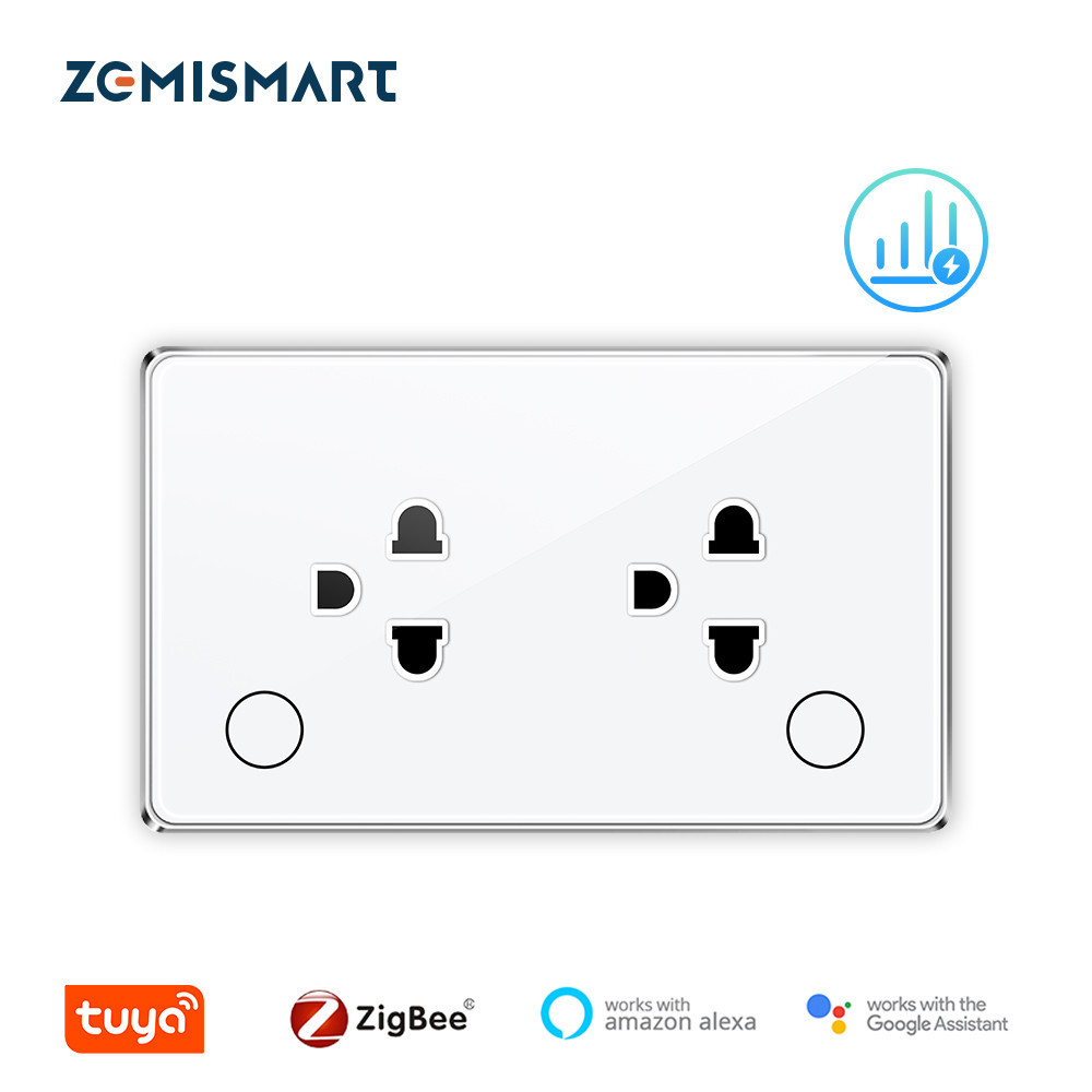 zemismart Zigbee Smart Socket,Touch 2Gang Outlet,Tuya App Timer,Socket ...
