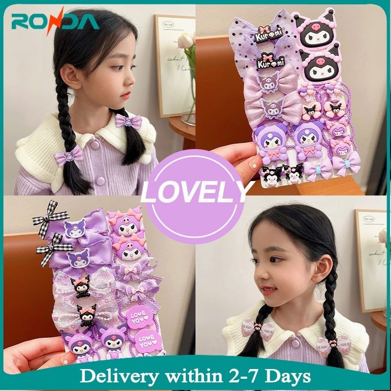 18pcs Set Sanrio Hair Ties Anime Hair Ring Ornaments Kuromi Hair Rope ...