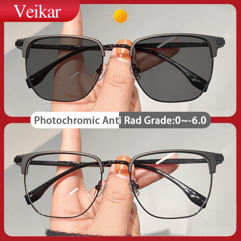 Photochromic Anti Radiation Glasses With Grade For Women Men Aesthetic ...