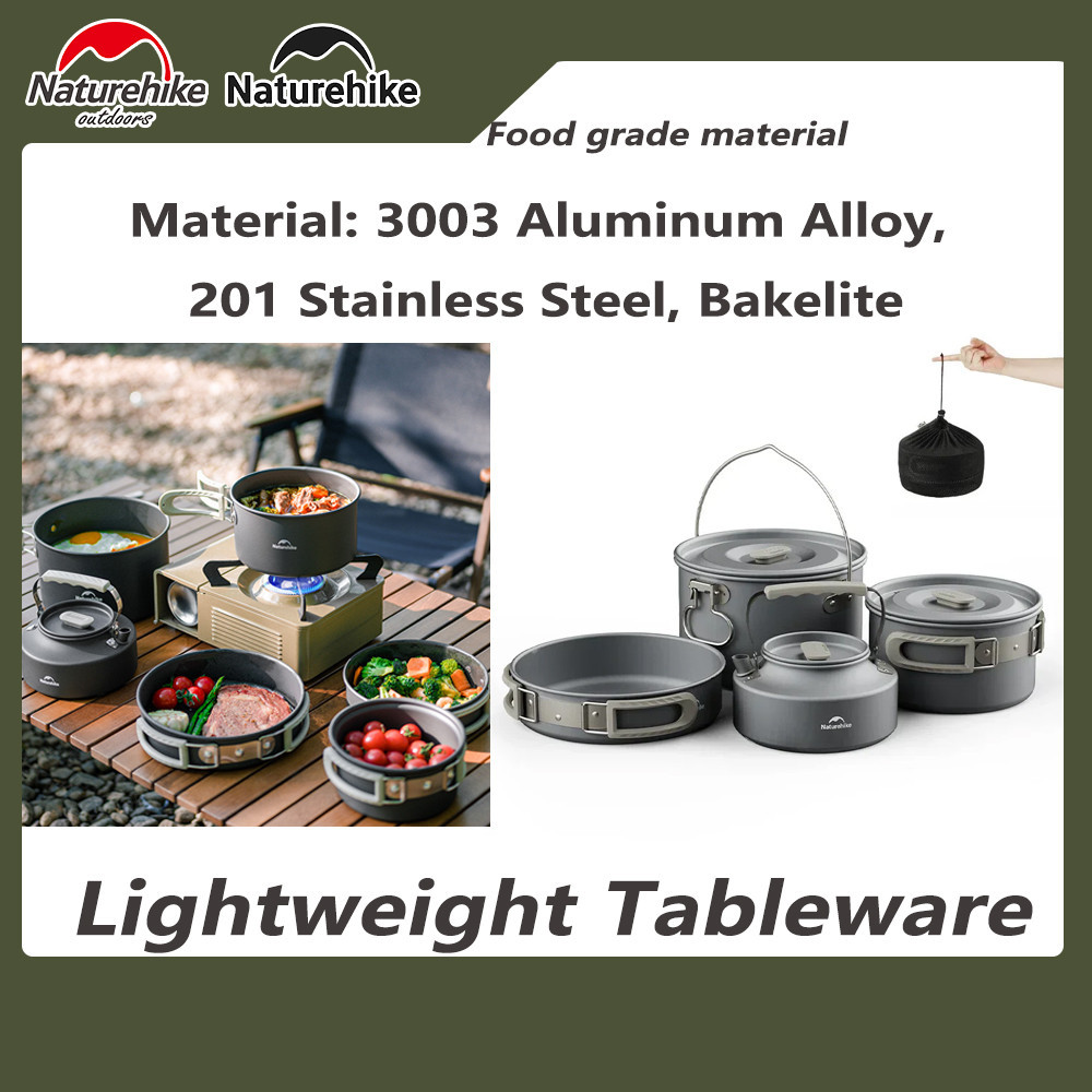Naturehike Lightweight Tableware Pot Frying Pan Kettle Folding Handle ...