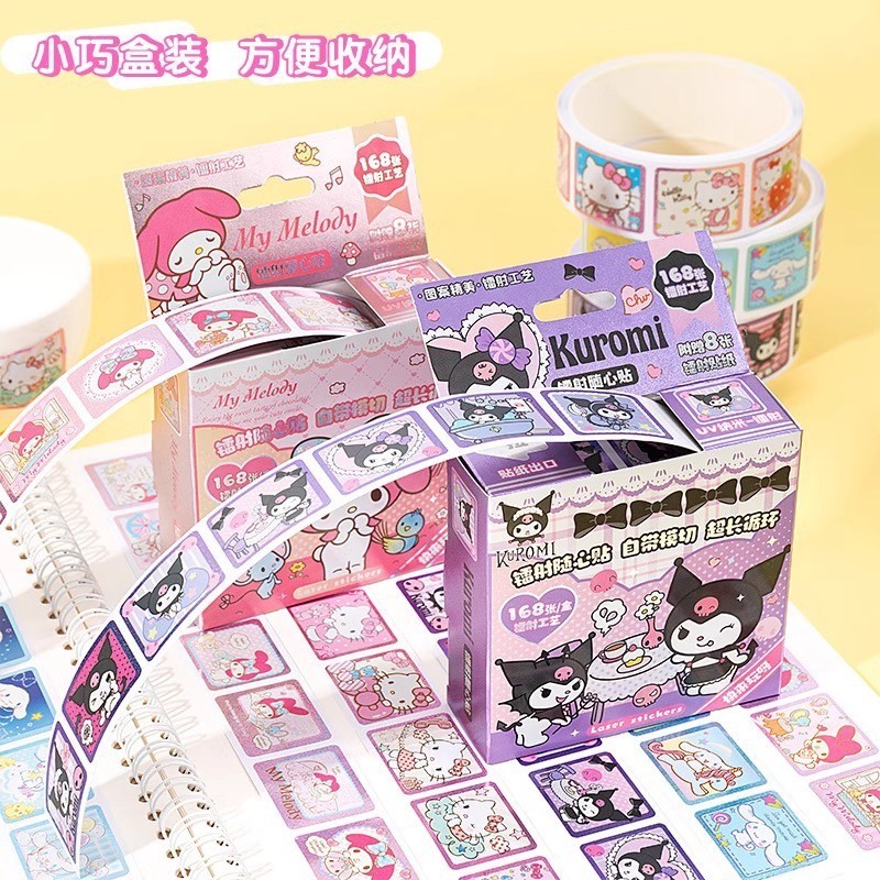 Sanrio Kawai Sticker Kuromi Laser Stickers Box Kuromi and Hello Kitty ...