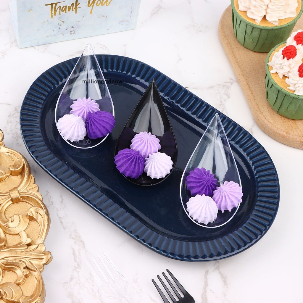 50pcs Disposable Tear Drop Appetizer Plates Plastic Party Dessert Scoop ...